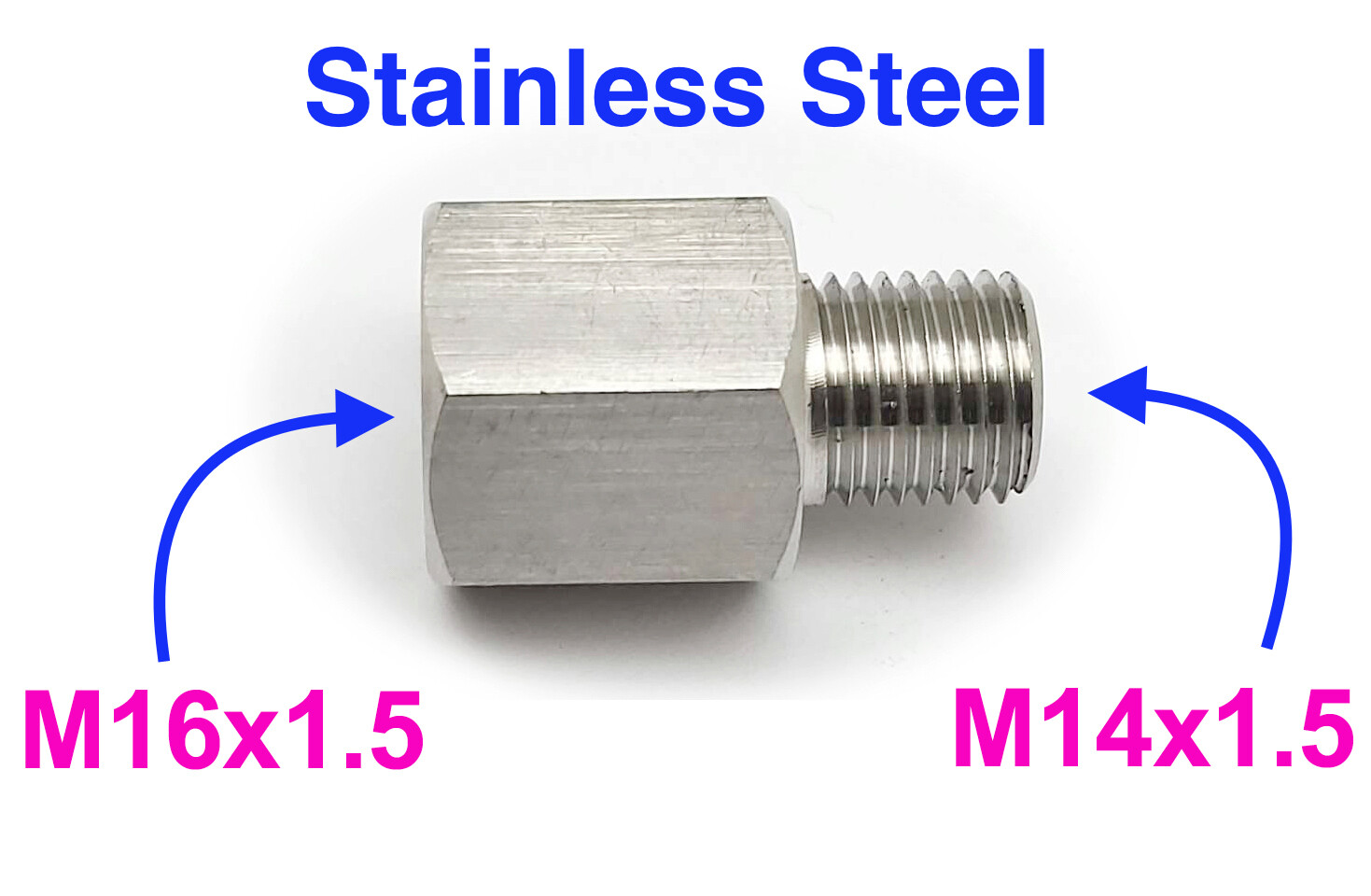 M16x1.5 Female to M14x1.5 Male Stainless Pressure Sensor Fittings ...