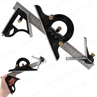 12" Combination Square & Protractor HEAVY DUTY DIY Adjustable Measuring ...