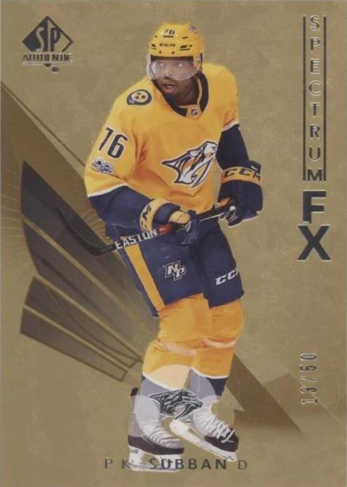 2017-18 SP Authentic - Spectrum Fx Veterans P.K. Subban #S-30 Gold /50 ...