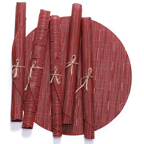 Dinner 6pcs Wedge Kitchen Table Mats +1PC Round Pads Waterproof Woven ...