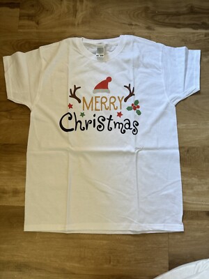 Girls Youth White Merry Christmas Shirt Size Small 9 11 Holiday | eBay