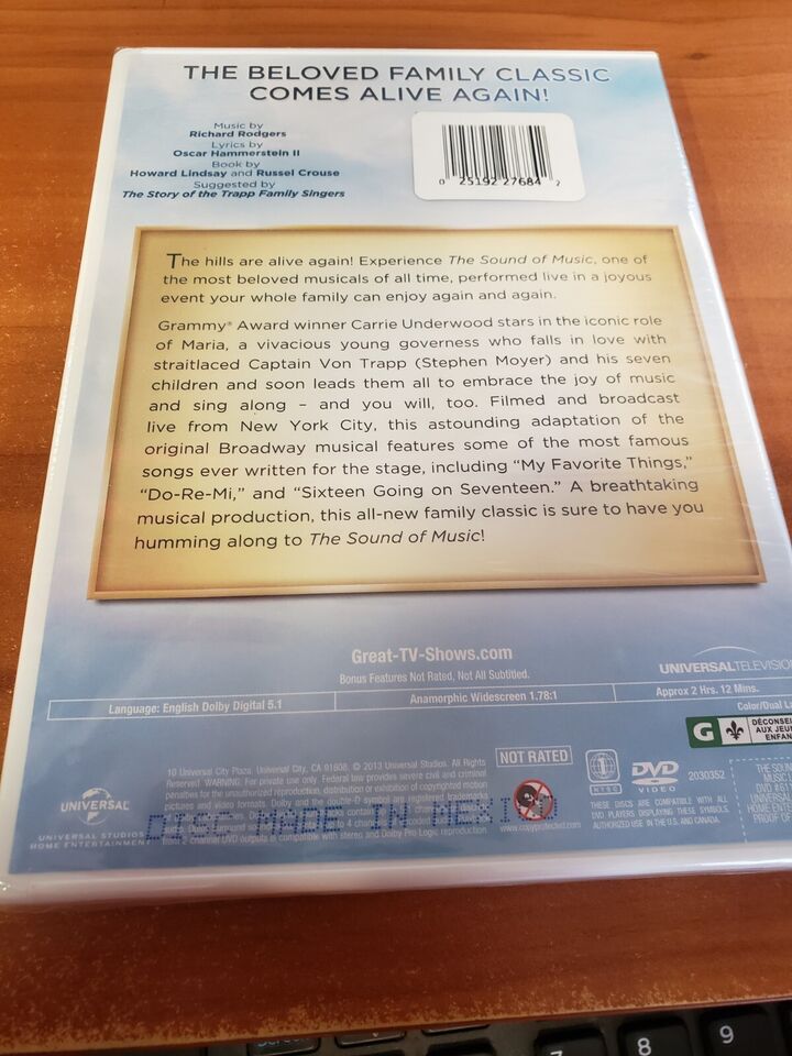 The Sound of Music Live (DVD, Widescreen, 2013) Carrie Underwood Brand ...