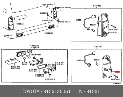 Genuine OE rear lamp, 8156135061 for TOYOTA 81561-35061 | eBay
