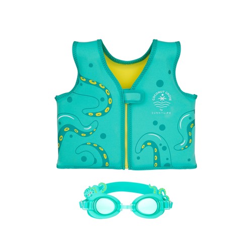 Kids, Unisex Swim Float Vest & Goggles Set Oscar the Octopus, Age 2-3 ...