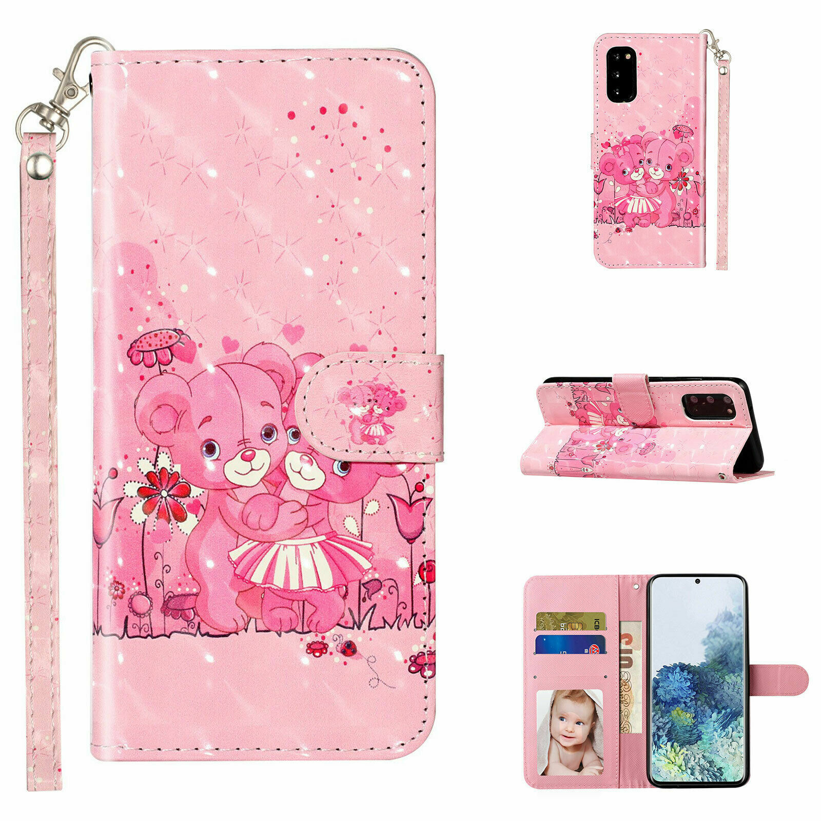 Cat Dog Leather Wallet Flip Phone Case For Samsung S8 S9 S10 S20 S21 ...