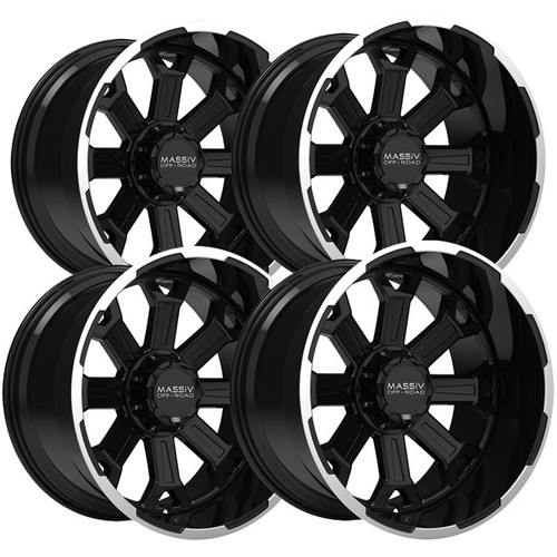 (Set of 4) Massiv Off-Road OR2 20x10 5x5"/5x5.5" -18mm Gloss Black ...