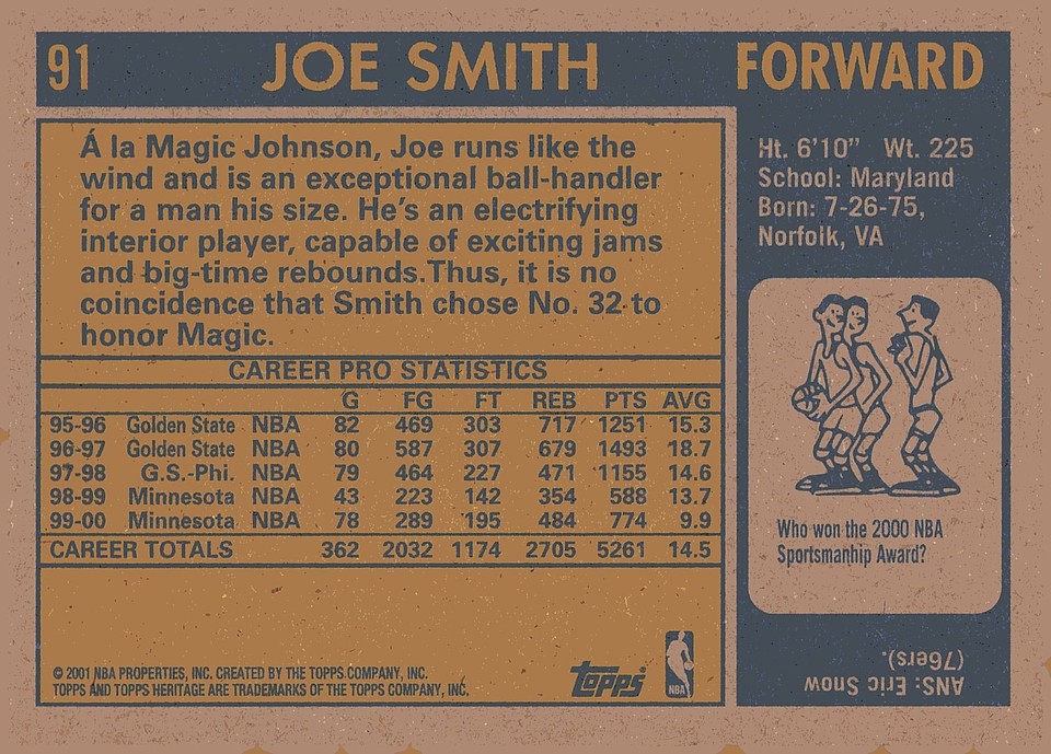 2000-01 Topps Heritage #91 Joe Smith | eBay UK