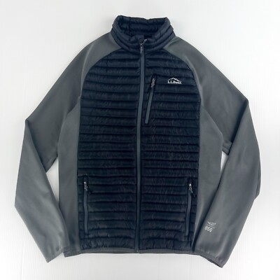 LL Bean 850 Black Gray Goose Down Insulated Long Sleeve Puffer Jacket Mens M | eBay