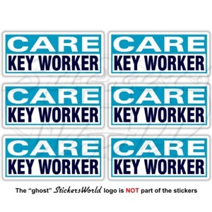 CARE KEY WORKER Mobile Phone 55mm Stickers x6 Virus Essential Carer NHS ...