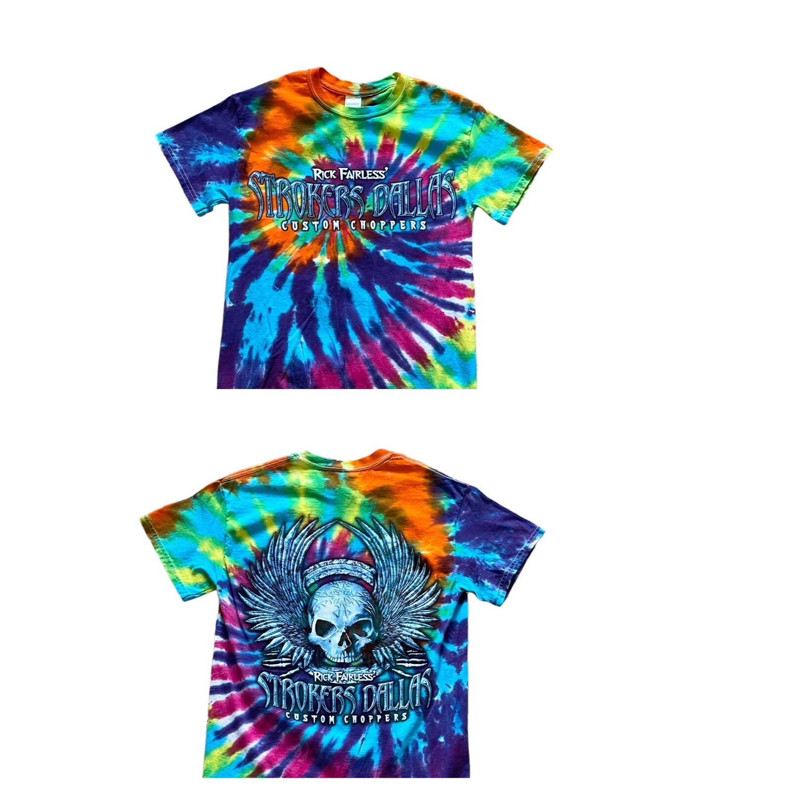 Rick Fairless Strokers Dallas Custom Choppers Tie Dye T-Shirt Adult ...