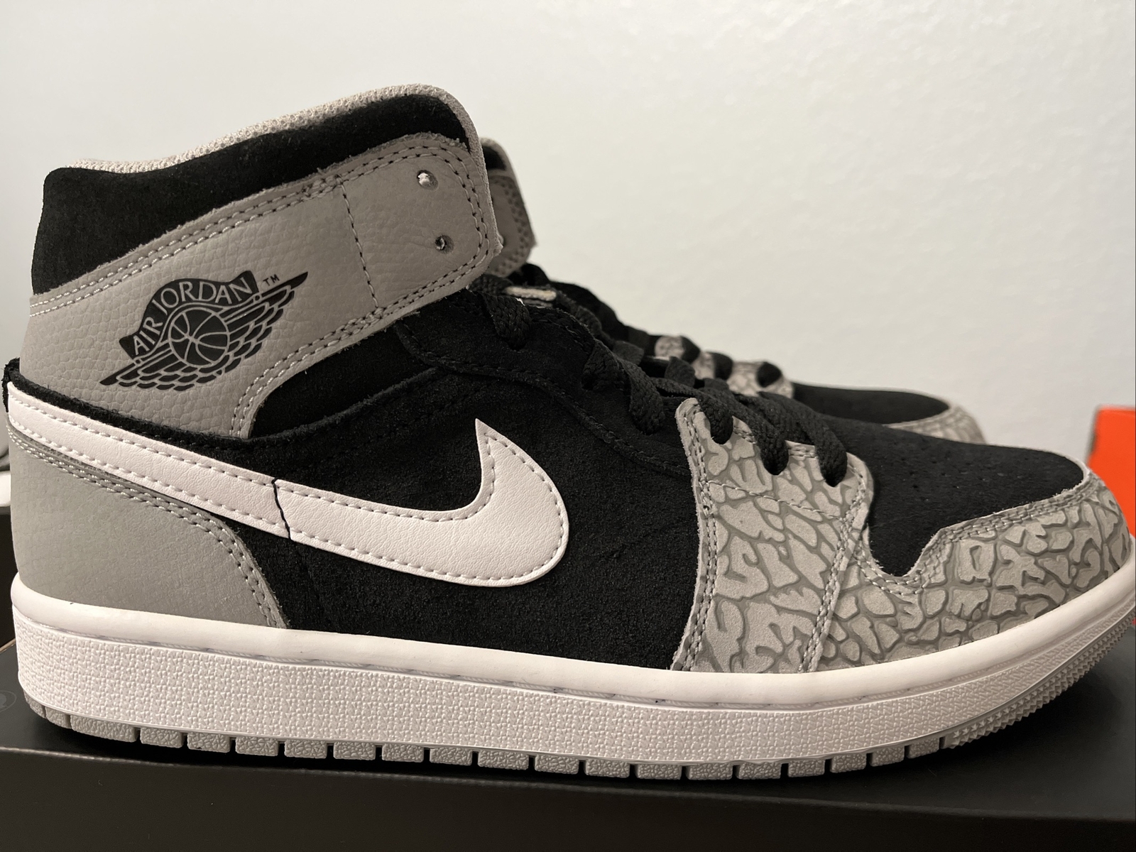 Nike Air Jordan 1 Mid SE "Elephant Print" Black Gray DM1200-016 Men's ...