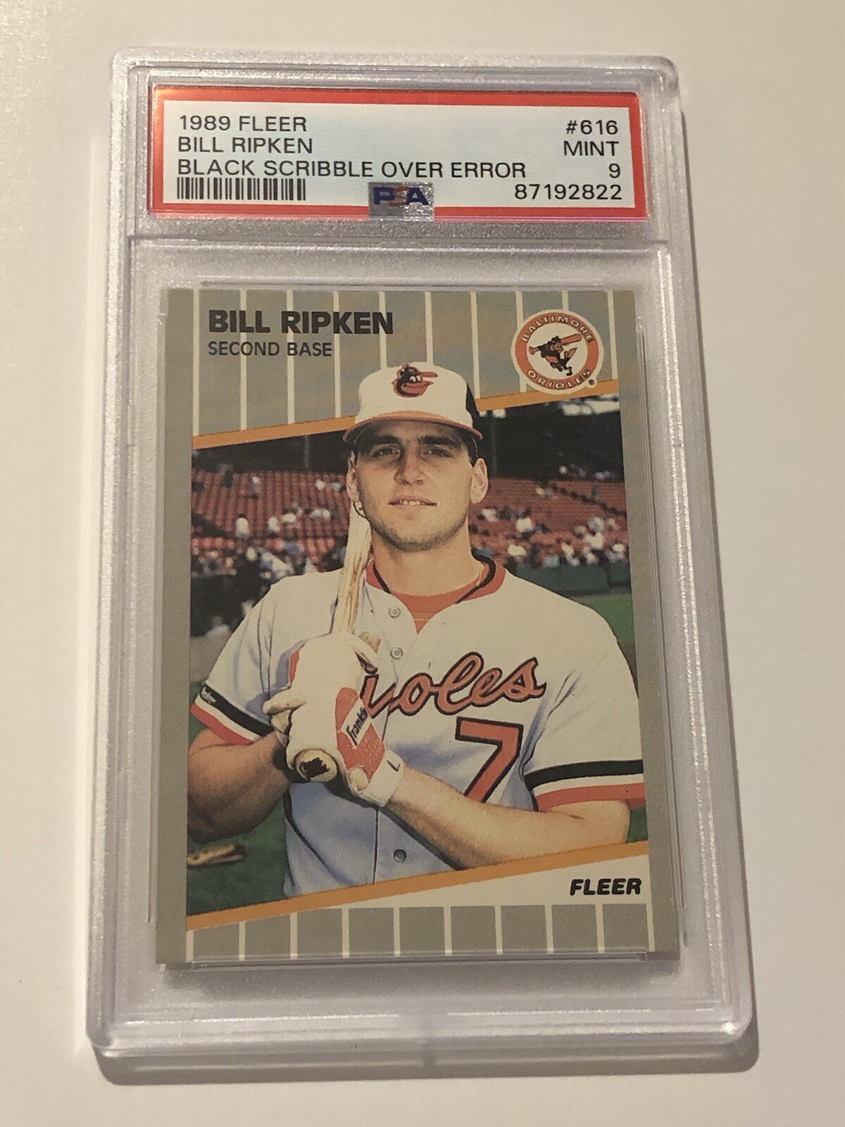 1989 Billy Ripken PSA 9 Fleer Black Scribble Over FF Error #616 ...