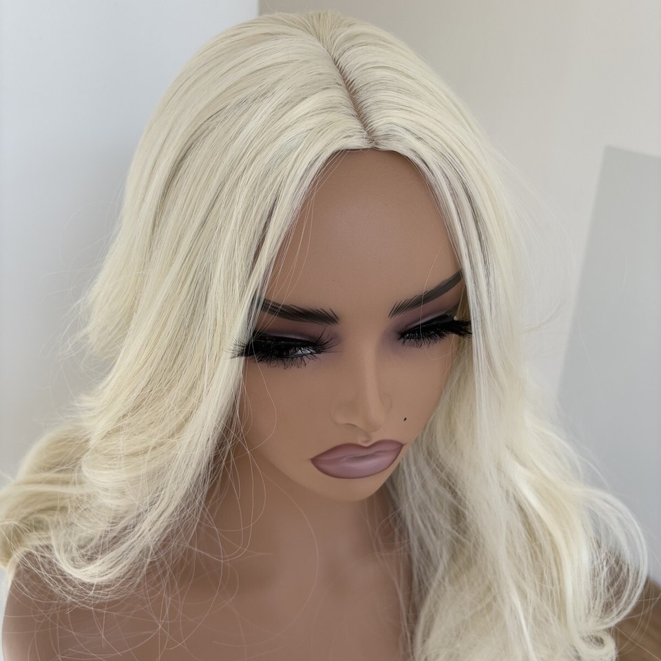 Heat Resistant Synthetic Hair Costume Wig Bleach blonde Long Wavy ...