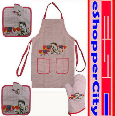 Elvis Presley Kitchen 4 Pcs Set Apron , l Oven Mitt Pot Holder Brand ...