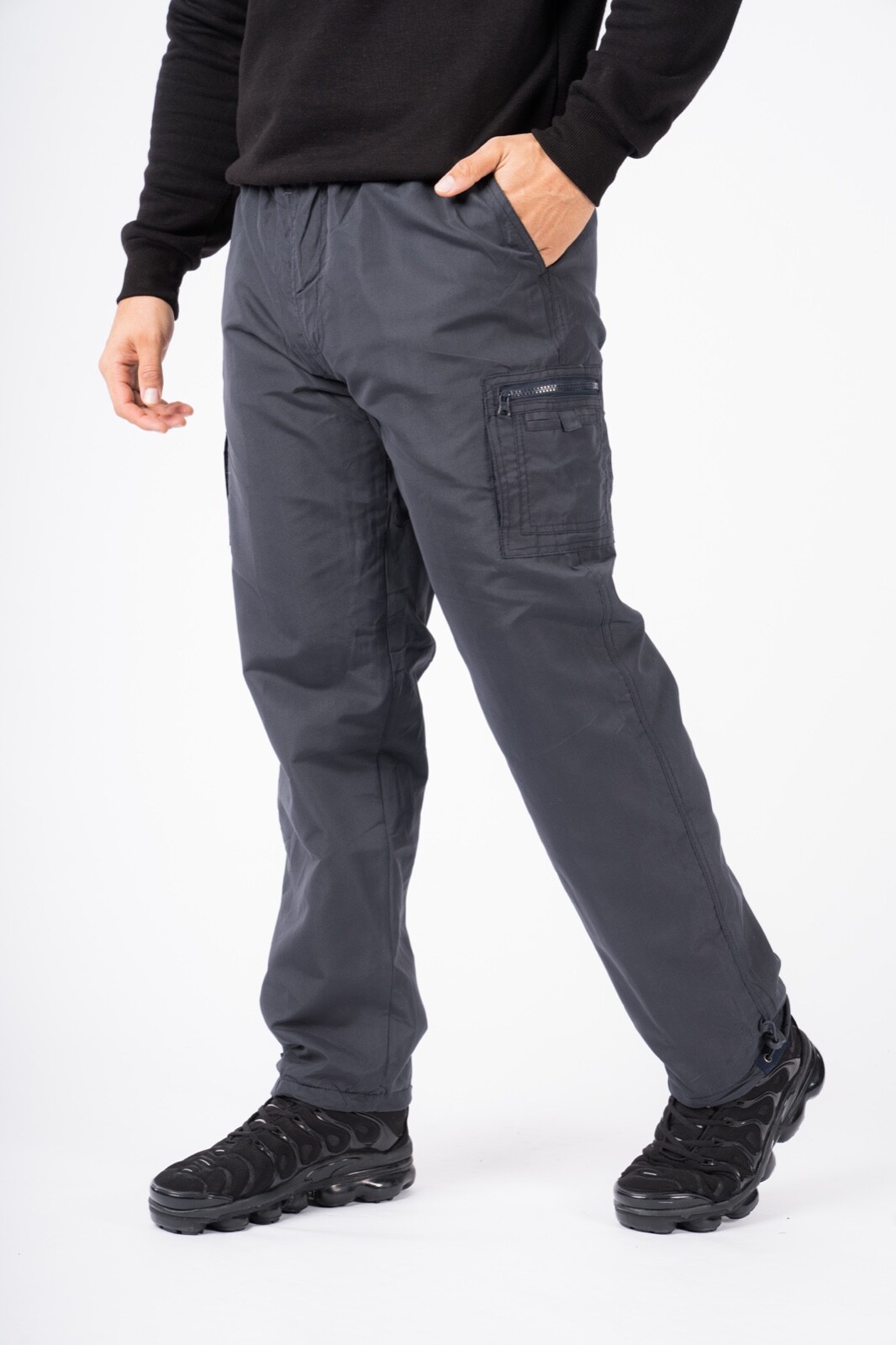 Mens Fleece Lined Thermal Cargo Trousers Pants Elasticated Combat ...