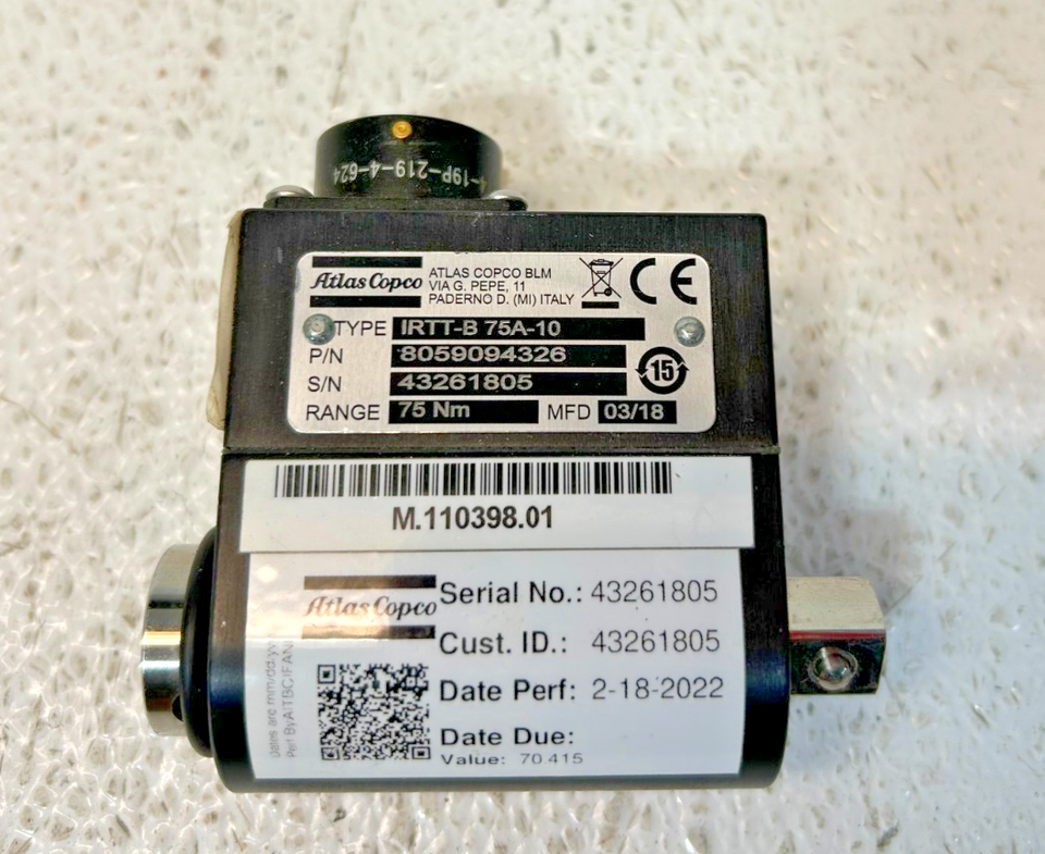 Atlas Copco IRTT-B 75A-10 Torque Transducer 8059094326 TT-43261805 | eBay