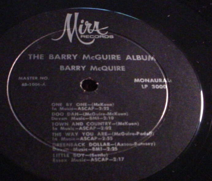 Barry McGuire Near Mint Stereo Lp - The Barry McGuire Album - Mira ...