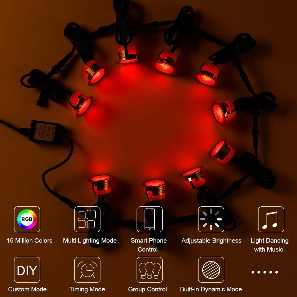 WIFI/BT 30mm RGB Led Decking Lights Plinth Lights For Terrace/Patio ...