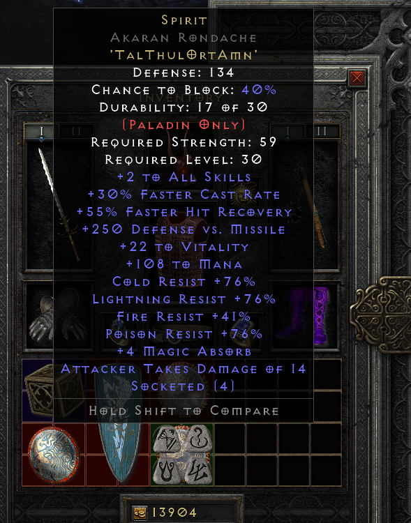 Diablo 2 - Spirit Paladin Shield - D2R - XBOX PC - Softcore Non Ladder ...