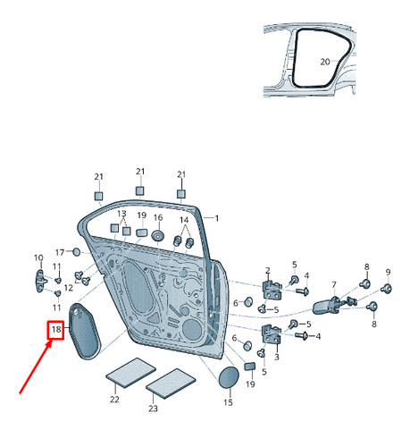 New SKODA RAPID NH Rear Left Door Inner Panel Cover 5JA839915 NO DUTY ...