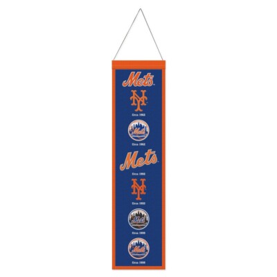 NEW YORK METS EMBROIDERED RETRO LOGO'S WOOL BANNER 8" X 32" WINCRAFT 👀 ...