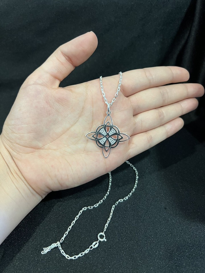 925 Sterling Silver Nudo de Bruja Witches Knot Celtic Star & Forz Chain ...