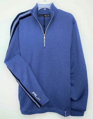 Ralph Lauren RLX Men ThermaCool Merino Windblock Ivy Golf Club Blue S ...