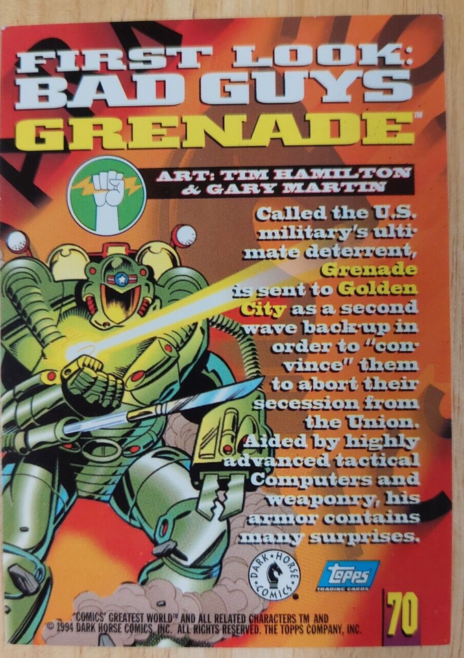 1994 Comics' Greatest World #70 First Look Bad Guys Grenade | eBay