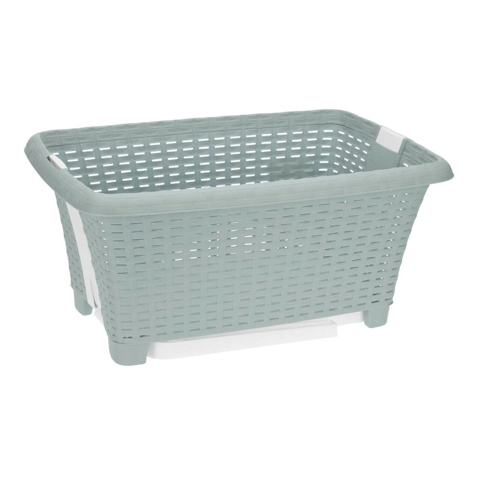 Large Laundry Washing Basket Folding Legs Plastic Rattan Clothes ...