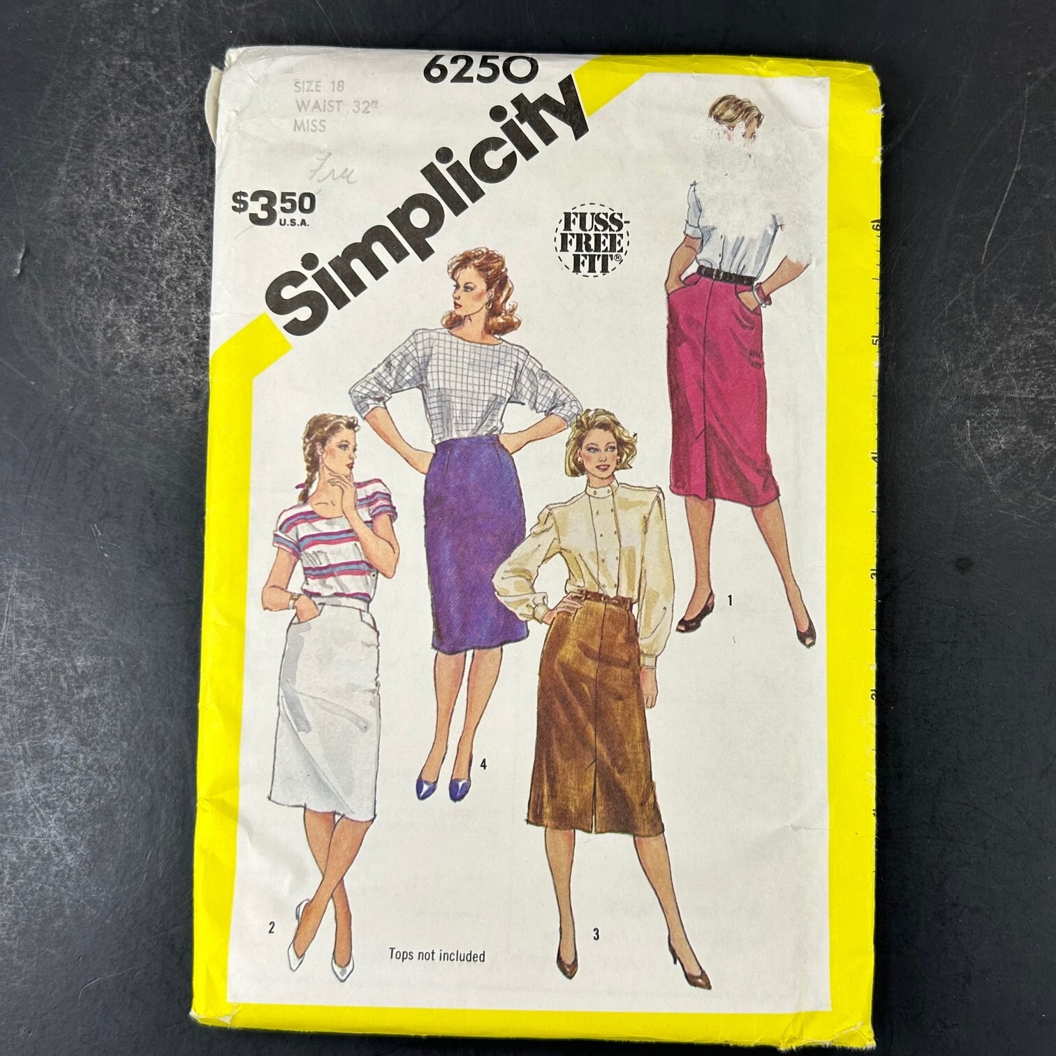 Simplicity 6250 Misses Slim Skirt in two lengths c. 1983 Uncut Size 18 ...