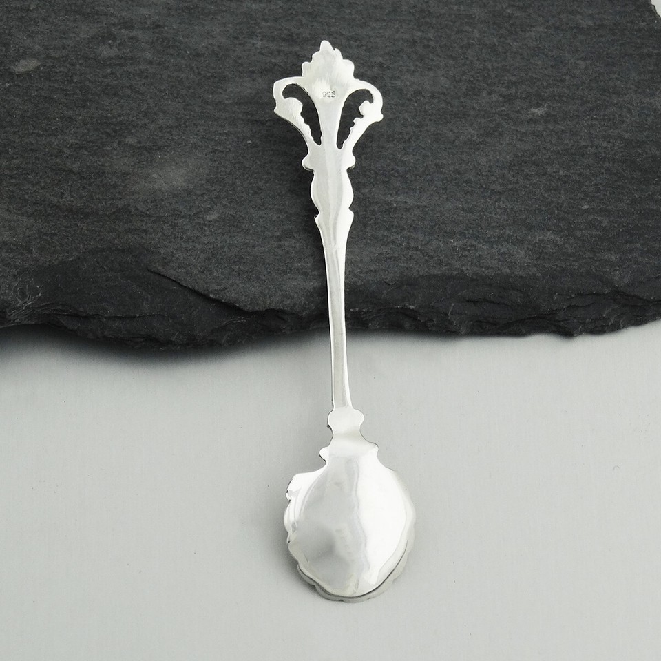 Salt Spoon Fleur de Lis with Scallop Bowl 925 Sterling Silver ...