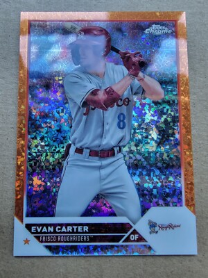 Evan Carter 2023 Topps Chrome Pro Debut Orange Foil Baseball Card 12/25 ...