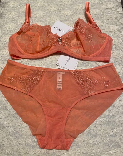 La Perla Primula Collection 36C L Balconette Bra Panty Set Coral | eBay
