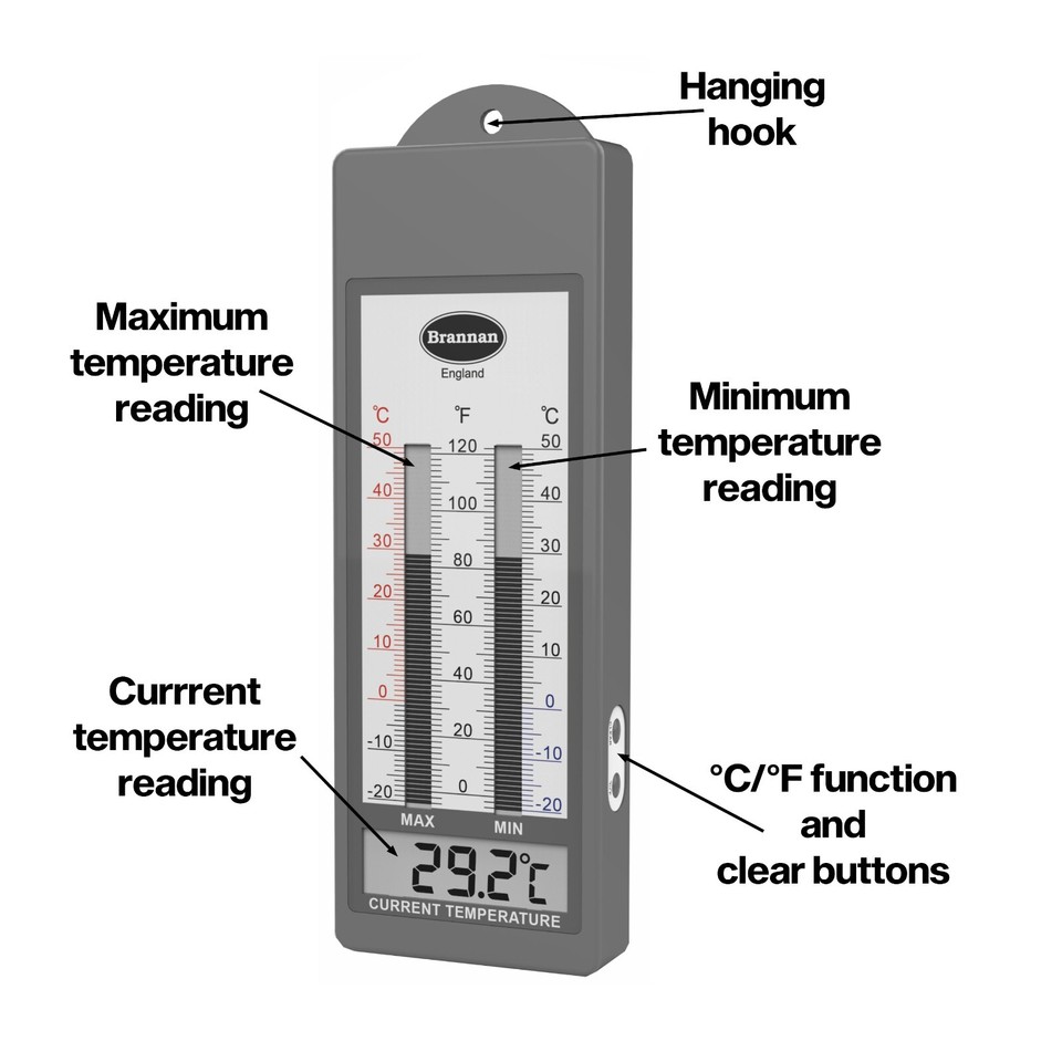 Digital Max Min Greenhouse Thermometer Garden Shed Waterproof Brannan ...