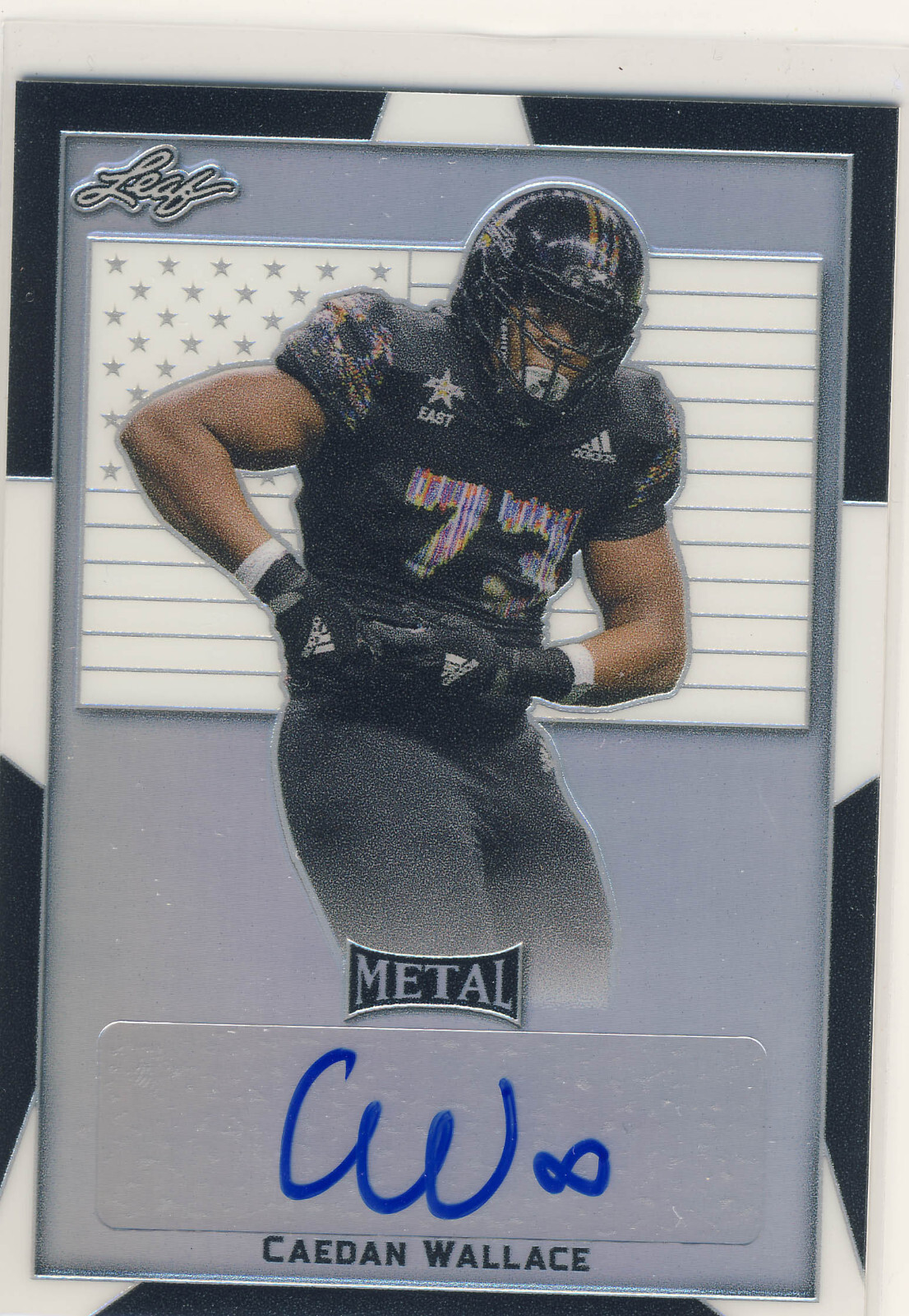 CAEDAN WALLACE 2019 Leaf Metal Army All American Black Flag /5 AUTO ...