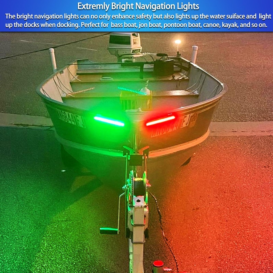 LED Navigation Light, Red and Green Marine Lights for Boats, Bow Lights ...