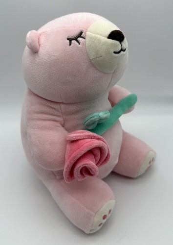 Miniso Pink Teddy Bear w/ Rose Flower Valentine’s Day 10” Plush Toy | eBay