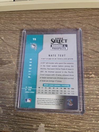 NATE TEUT RC 2002 SELECT ROOKIES & PROSPECTS #75 AUTOGRAPH MARLINS FREE ...
