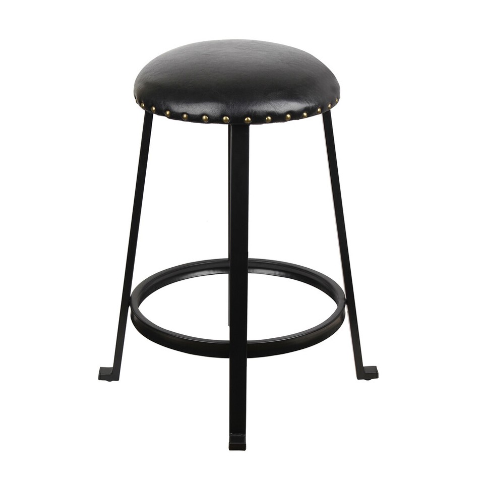 24'' Black Round Backless Metal Bar Stool Kitchen Stools Pack of 2 | eBay