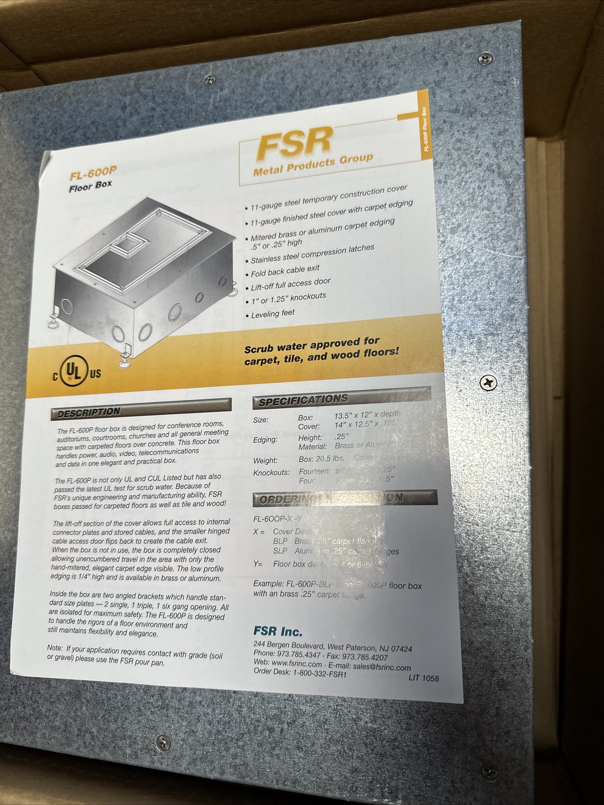 FSR FL-600P-6" CONCRETE Floor Box-6" Deep | eBay