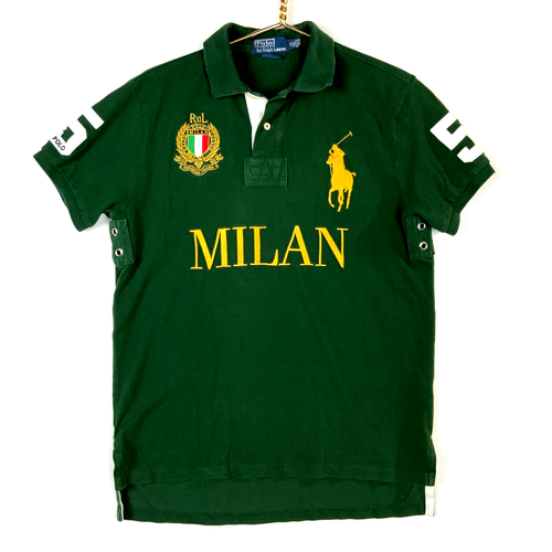 Vintage Polo Ralph Lauren Milan Collar Shirt Medium Green Big Pony ...