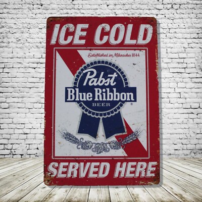 Pabst Blue Ribbon Vintage Style Tin Bar Sign Poster Man Cave ...