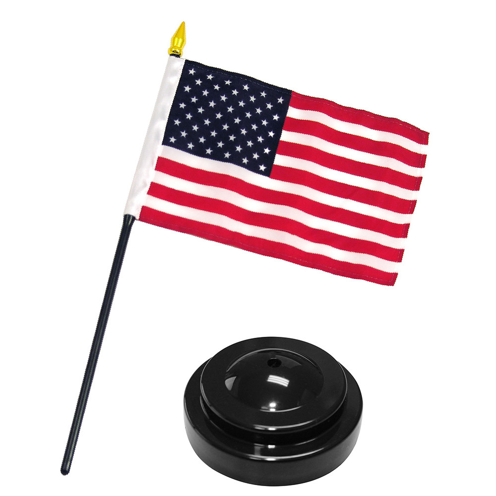 United States USA 4"x6" Flag Desk Set Table Stick Black Base | eBay