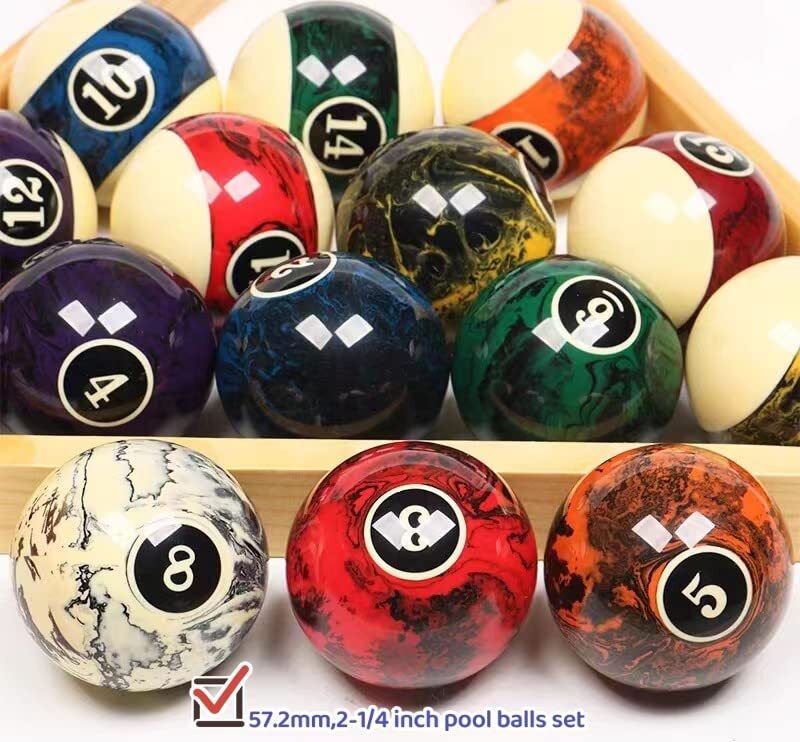 Billiard Balls Set 16 Pool Table Balls Resin Ball 2-1/4"(Several Style ...