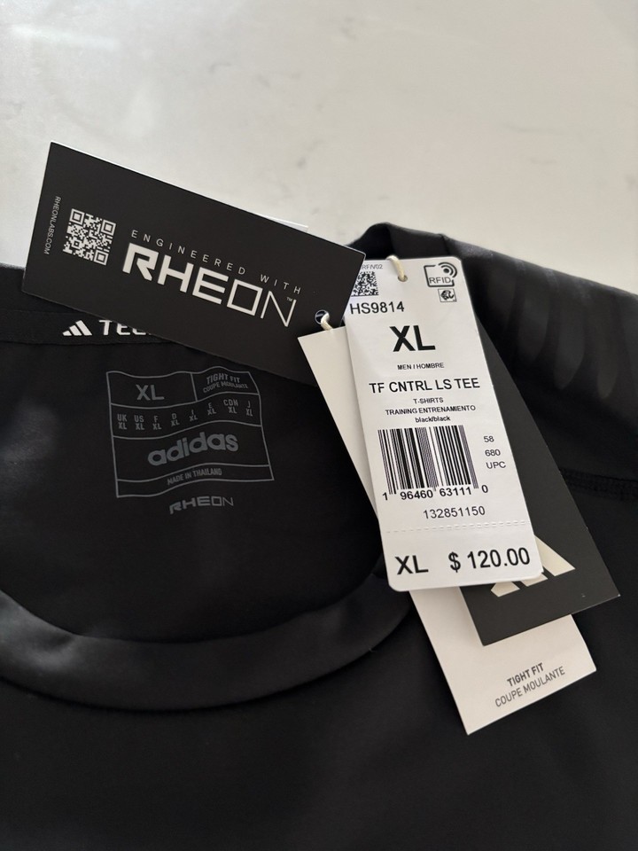 Adidas Techfit Control Rheon Long Sleeve Training Shirt HS9814 Mens ...