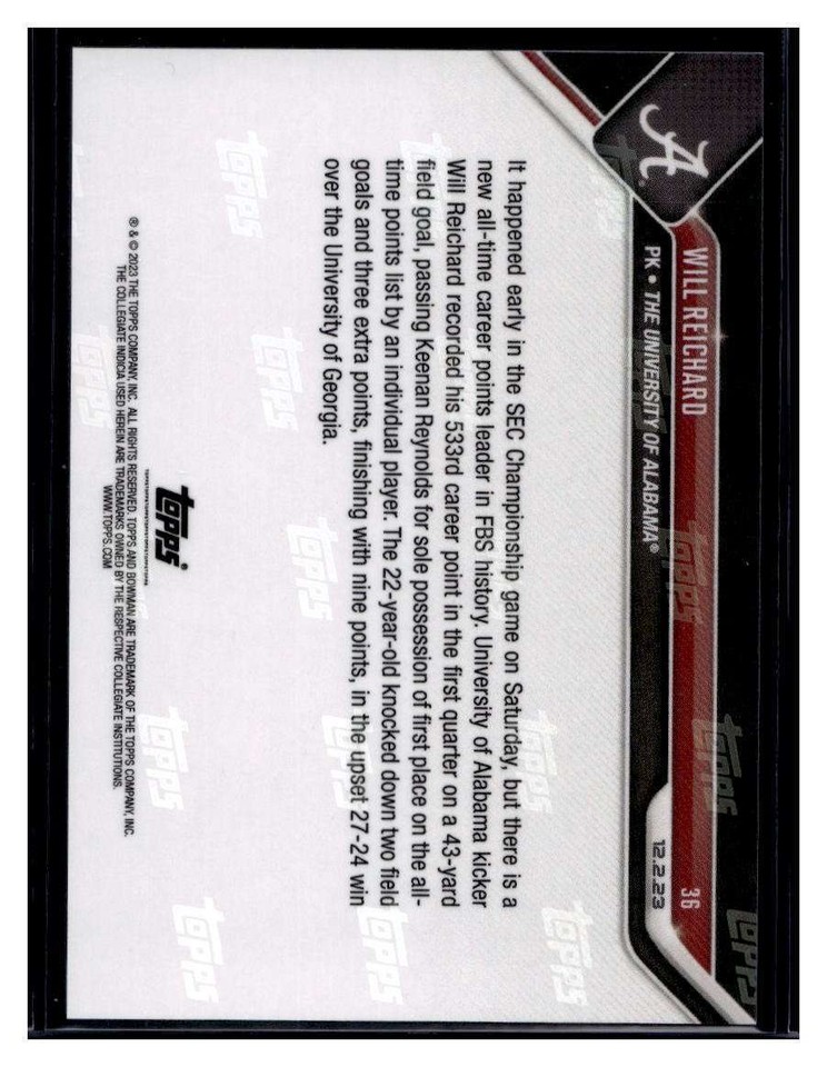 2023 Bowman U Topps Now #36 Will Reichard Red Parallel Card #d /10 | eBay