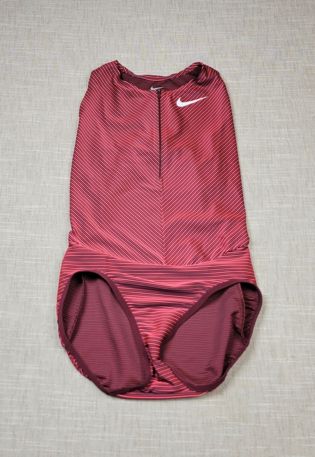 NIKE Pro Elite Speedsuit 2XS Womens Red White Zip Track & Field Made In ...