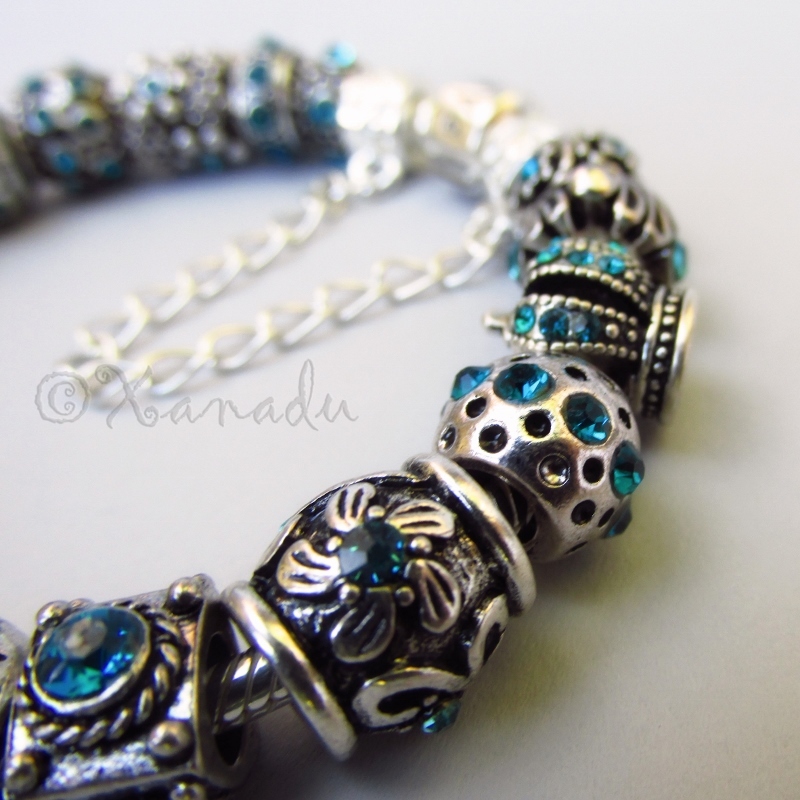 Genuine Sterling Silver Pandora Bracelet w December Birthstone Blue ...