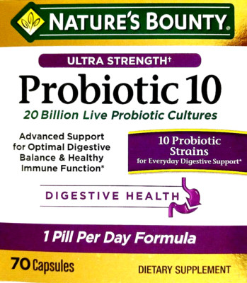 Nature's Bounty Ultra Strength Probiotic 10 (20 Billion CFU) 70 Caps ...