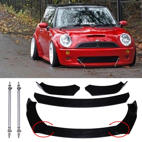 Front Bumper Lip Spoiler + Silver Strut Rods For MINI COOPER R53 R56 ...